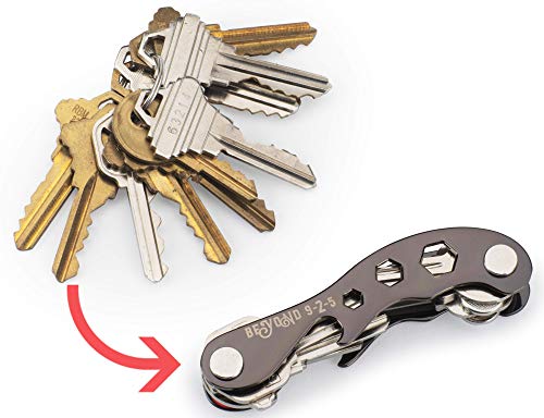 Beyond 9-2-5 Smart Key Organizer Keychain- Compact Pocket Holder Bar for 14 Keys-Multiple Key Chain Organizers-Flashlight, Bottle Opener and Multitool