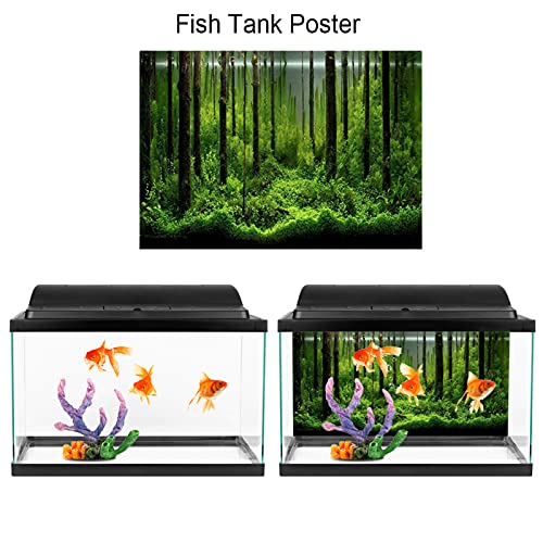 PVC Fish Tank Background Adhesive Underwater Forest Tank Background Poster Backdrop Decoration Paper (24.02x16.14in)