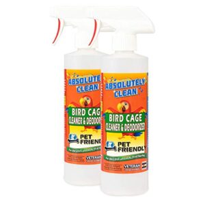 absolutely clean amazing bird cage cleaner and deodorizer - just spray/wipe - safely & easily removes bird messes quickly and easily - made in the us (16 fl oz (pack of 2))