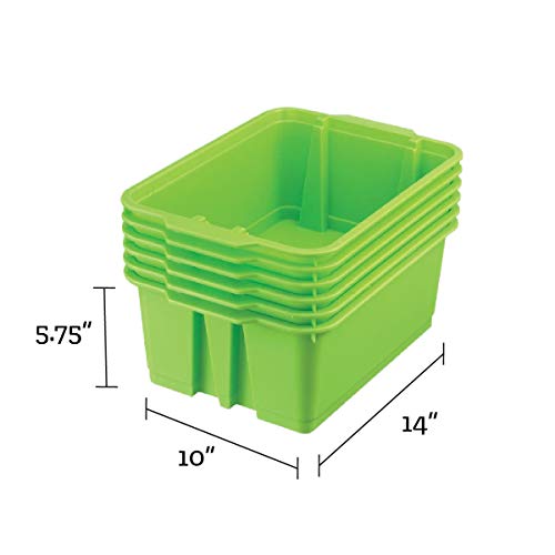 Really Good Stuff-160074GRN Stackable Plastic Book and Organizer Bins for Classroom or Home Use – Sturdy, Colored Plastic Baskets (Set of 12)