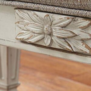 Signature Design by Ashley Realyn French Country Upholstered Tufted Accent Bench, Antique White