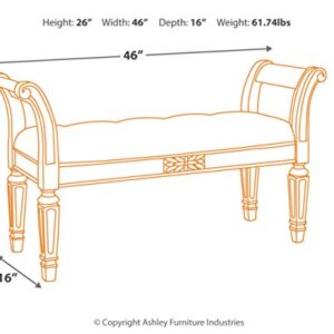 Signature Design by Ashley Realyn French Country Upholstered Tufted Accent Bench, Antique White