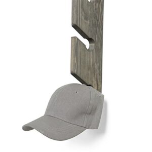 MyGift 30 Inch Wall Mounted Vintage Gray Wood Baseball Cap Rack with 6 Slots, Hanging Hat Rack, Set of 2