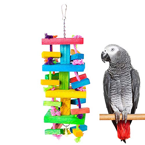 Dono Parrot Knots Blocks Chew Wooden Block Bite Toys Birds African Grey Pure Colorful Knots with Multiple for Small and Medium Parrots and Birds