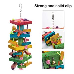 Dono Parrot Knots Blocks Chew Wooden Block Bite Toys Birds African Grey Pure Colorful Knots with Multiple for Small and Medium Parrots and Birds