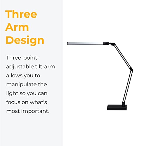 V- Light Advantus Energy Efficient LED Desk Lamp, Black and Silver 3 x 3 x 21.5