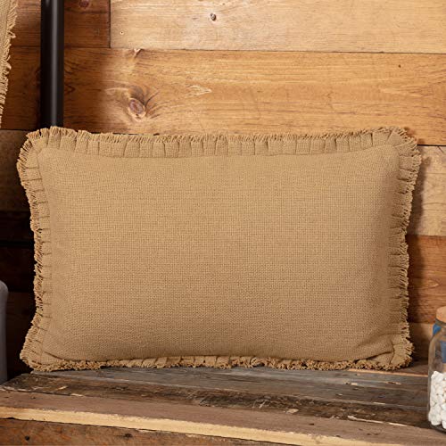 VHC Brands Burlap Solid Color Cotton Farmhouse Bedding 22x14 Filled Pillow, 14x22, Natural Tan