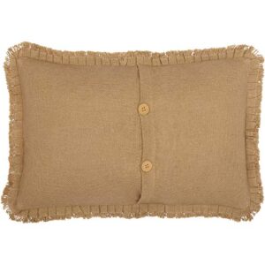 VHC Brands Burlap Solid Color Cotton Farmhouse Bedding 22x14 Filled Pillow, 14x22, Natural Tan