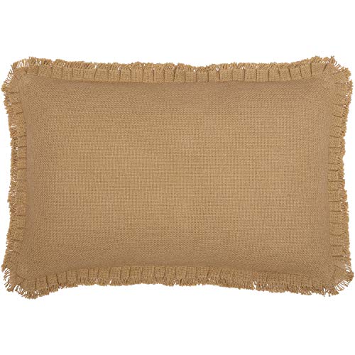 VHC Brands Burlap Solid Color Cotton Farmhouse Bedding 22x14 Filled Pillow, 14x22, Natural Tan