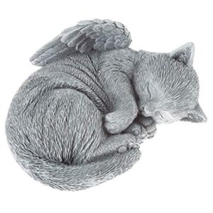 pure garden sculpture pet memorial statue, sleeping angel cat