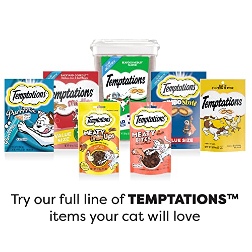 TEMPTATIONS Classic Crunchy and Soft Cat Treats Shrimpy Shrimp Flavor, 16 oz. Tub