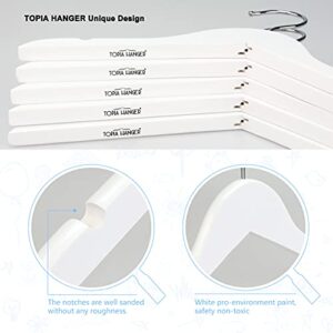 TOPIA HANGER Baby Clothes Hangers for Closet, White Children Kids Wooden Coat Hangers with 360°Stronger Swivel Hook and Extra Smoothly Cut Notches, 10 Pack-CT09W