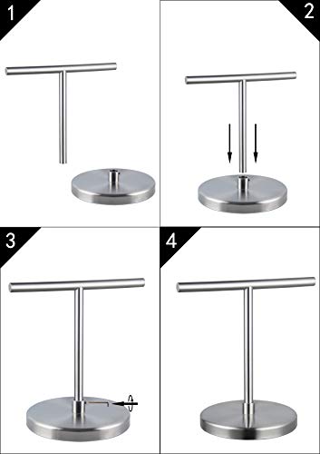 GERZ SUS 304 Stainless Steel Hand Towel Holder Standing Tree Rack for Bathroom Vanities Countertop, Brushed Finish