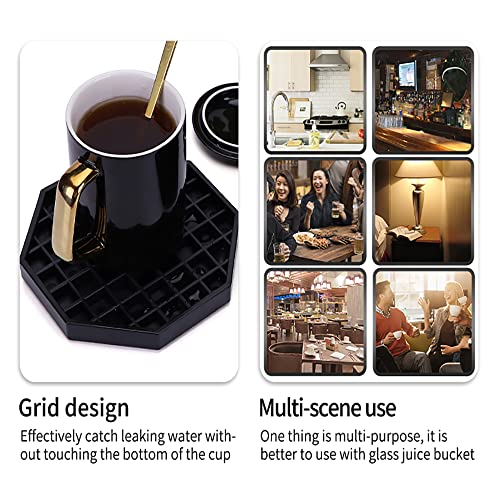 Octagon Coffee Drip Tray by Hard Black Plastic for Coffee Countertop (6" - 1 Pcs)