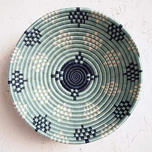 African Basket- Kayumba/Rwanda Basket/Woven Bowl/Sisal & Sweetgrass Basket/Blues, White