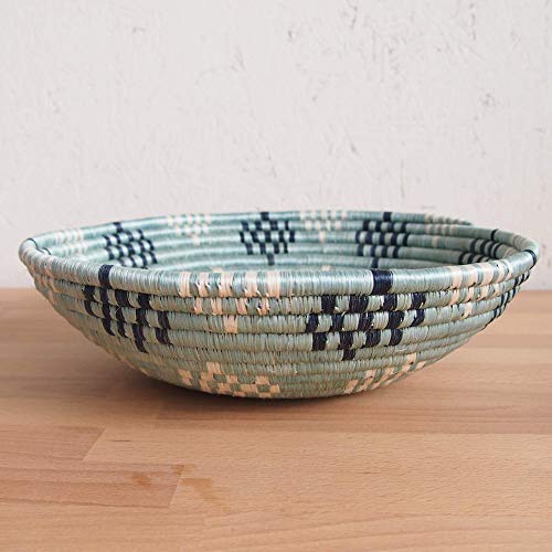 African Basket- Kayumba/Rwanda Basket/Woven Bowl/Sisal & Sweetgrass Basket/Blues, White