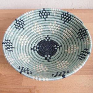 African Basket- Kayumba/Rwanda Basket/Woven Bowl/Sisal & Sweetgrass Basket/Blues, White