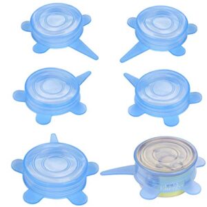 slson 6 pack pet food can cover stretchable 1 fit 3 universal size silicone can lids for dog and cat food can blue