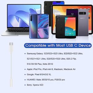 USB C Digital to 3.5 mm Female Headphone Jack Adapter, Type C Aux Audio Dongle Compatible with iPad Pro/Samsung Galaxy S23 S23+ Ultra, S22 S21 S20 Plus/Ultra/Pixel 5 4 3 2 XL