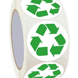 Pop Resin 1.5" Inch Recycle Logo Stickers Round Recycling Symbol Labels Self Adhesive Indoor and Outdoor Stickers 500 Per Roll