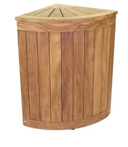 aquateak kai corner teak laundry & storage hamper