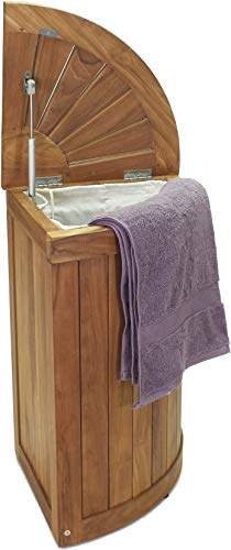 AquaTeak Kai Corner Teak Laundry & Storage Hamper