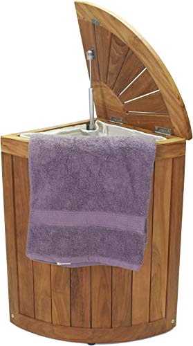 AquaTeak Kai Corner Teak Laundry & Storage Hamper