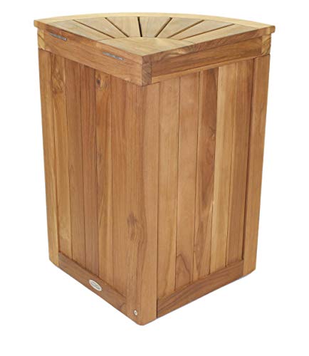 AquaTeak Kai Corner Teak Laundry & Storage Hamper