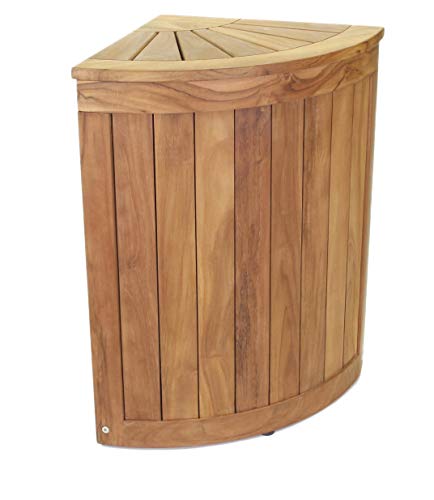 AquaTeak Kai Corner Teak Laundry & Storage Hamper