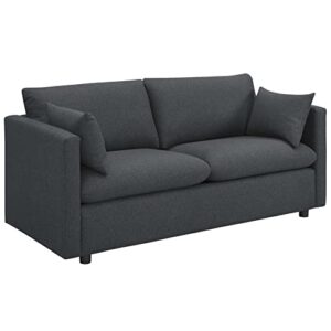 modway activate contemporary modern fabric upholstered apartment sofa couch in gray