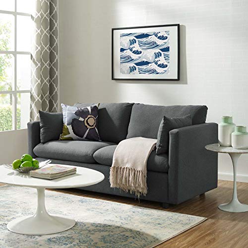 Modway Activate Contemporary Modern Fabric Upholstered Apartment Sofa Couch In Gray