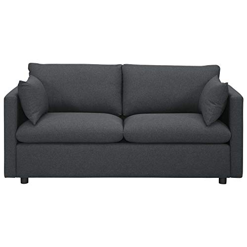 Modway Activate Contemporary Modern Fabric Upholstered Apartment Sofa Couch In Gray