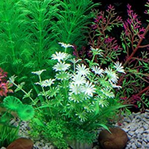 QUMY Aquarium Plants Artificial Plastic Fish Tank Plants Decoration Set for All Fish 5 PCS