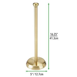 mDesign Metal Free-Standing Toilet Paper Holder with Stainless Steel Tube, Stand with Storage Roller Organizer for Bathroom Cabinet - Holds 3 Rolls Toilet Tissue - Hyde Collection - Soft Brass