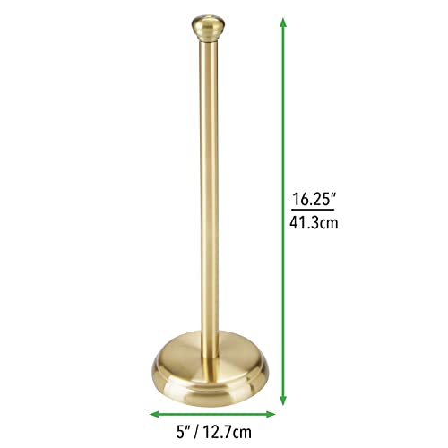 mDesign Metal Free-Standing Toilet Paper Holder with Stainless Steel Tube, Stand with Storage Roller Organizer for Bathroom Cabinet - Holds 3 Rolls Toilet Tissue - Hyde Collection - Soft Brass