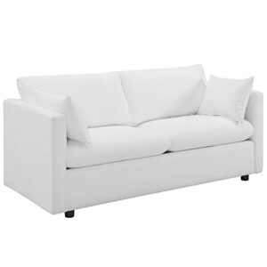 modway eei-3044 activate contemporary modern fabric upholstered apartment sofa couch in white