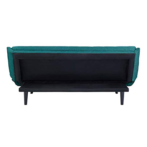 Modway Glance Mid-Century Modern Upholstered Fabric Convertible Futon Sofa Bed Couch In Teal