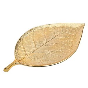 gold leaf decorative serving tray for appetizers, desserts, hors d'vour dish - medium