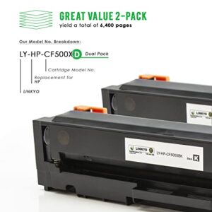 LINKYO Compatible Toner Cartridge Replacement for HP 202X CF500X 202A (Black, High Yield, 2-Pack)