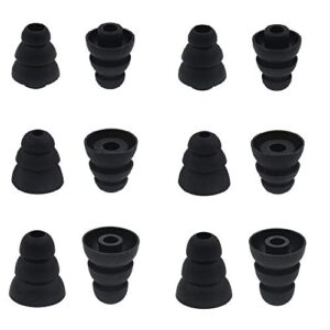 bllq 6 pairs replacement triple flange conical ear tips earbuds eartips silicone buds for most in ear headphones (sony senso powerbeats jaybird etc.) black [s/m/l 3 size] (3flange tips 3)