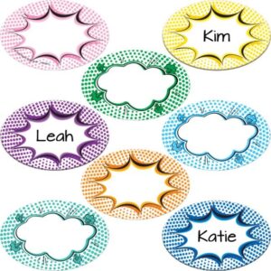 student name superhero burst magnets - 32 magnets