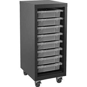 lorell pull-out bins mobile storage tower, black/clear