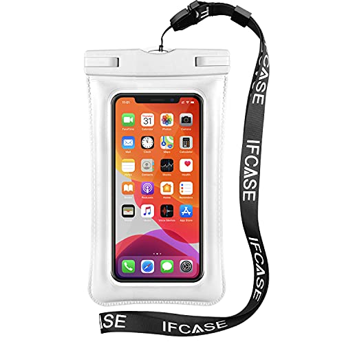 IFCASE Universal Waterproof Case, TPU Phone Dry Bag Pouch for iPhone 14 Pro Max, 13 12 11 XS XR SE, Samsung Galaxy S22 S21 S20 S10 Plus, S22 S21 Ultra, A13 A53 5G (White)