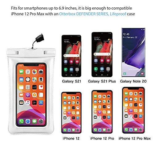 IFCASE Universal Waterproof Case, TPU Phone Dry Bag Pouch for iPhone 14 Pro Max, 13 12 11 XS XR SE, Samsung Galaxy S22 S21 S20 S10 Plus, S22 S21 Ultra, A13 A53 5G (White)