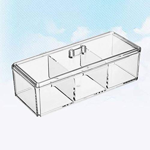 Tea Bag Holder Kitchen Pantry Cabinet Countertop Organizer Storage Bin Box with Cover for Coffee, Tea, Sugar Packets, Sweeteners, Creamers, Drink Pods, Packets(Acrylic/3 Grids)