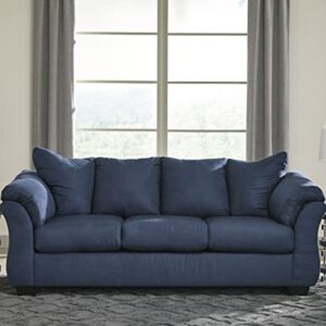 Roundhill Furniture Aruca Navy Blue Microfiber Pillow Back Sofas,