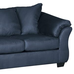 Roundhill Furniture Aruca Navy Blue Microfiber Pillow Back Sofas,