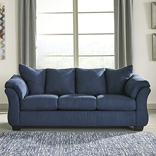 Roundhill Furniture Aruca Navy Blue Microfiber Pillow Back Sofas,