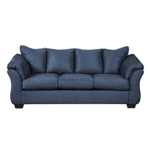 Roundhill Furniture Aruca Navy Blue Microfiber Pillow Back Sofas,