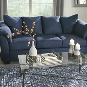 Roundhill Furniture Aruca Navy Blue Microfiber Pillow Back Sofas,